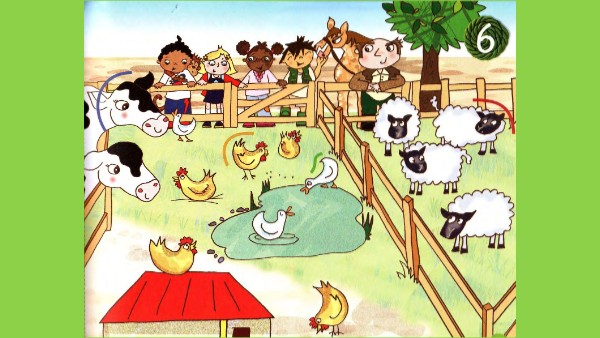 Farm animals count and circle