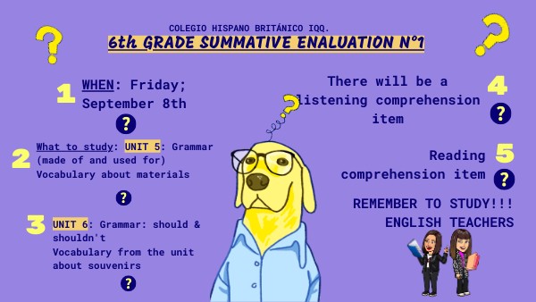 6th grade Summative Evaluation | Genially