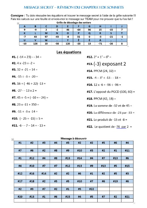 CHAPITRE 1 : Message secret | Genially