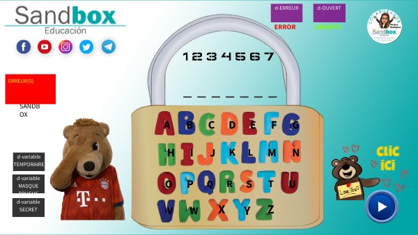 CANDADO ALFABETO SANDBOX