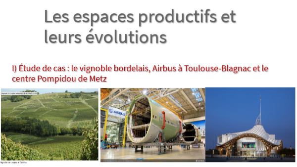 les espaces productifs et leurs évolutions