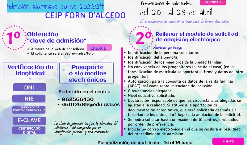 Obtención clave de admisión 23/24 | Genially