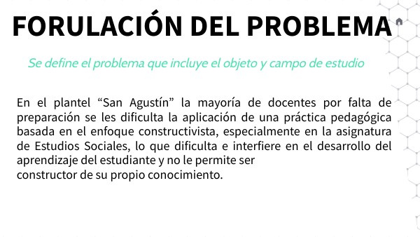 FORMULACIÓN DEL PROBLEMA | Genially
