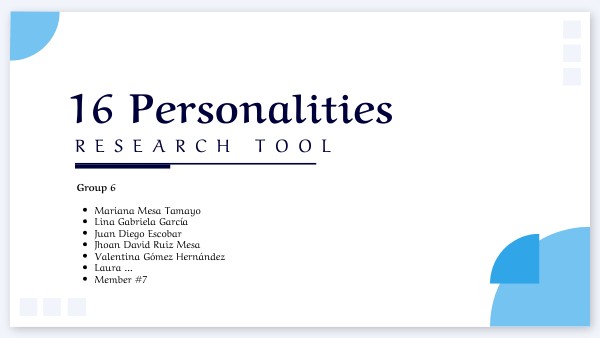 16 PERSONALITIES | Genially