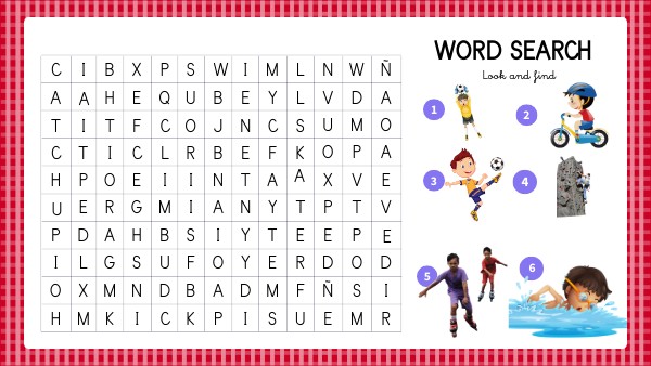 SOPA DE LETRAS VOCABULARIO