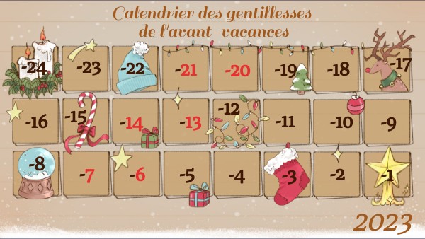 calendrier des gentillesses