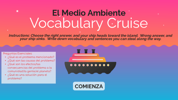 L2M4.1 Vocabulary Cruise - El Medio Ambiente
