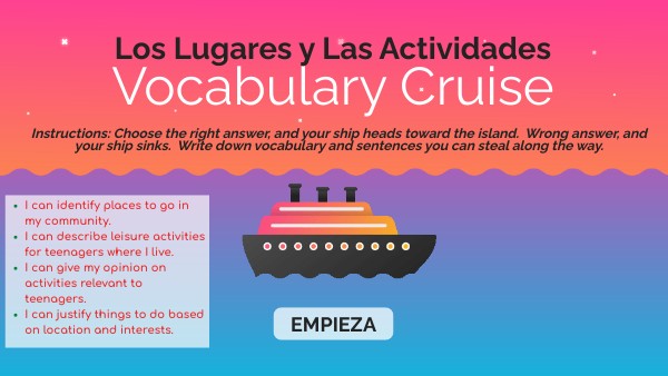 Los Lugares y Las Actividades - Spanish 1 | Genially