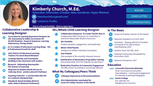 2023 Virtual Portfolio - Kimberly Church, M.Ed.