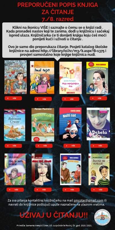 Prijedlog knjiga za čitanje 7/8