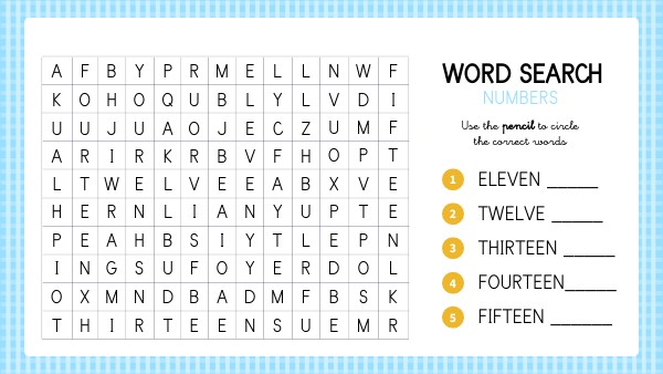 WORD SEARCH * NUMBERS | Genially