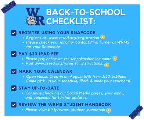 WRMS Back-to-School Checklist