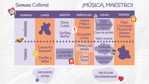 PROGRAMA SEMANA CULTURAL | Genially