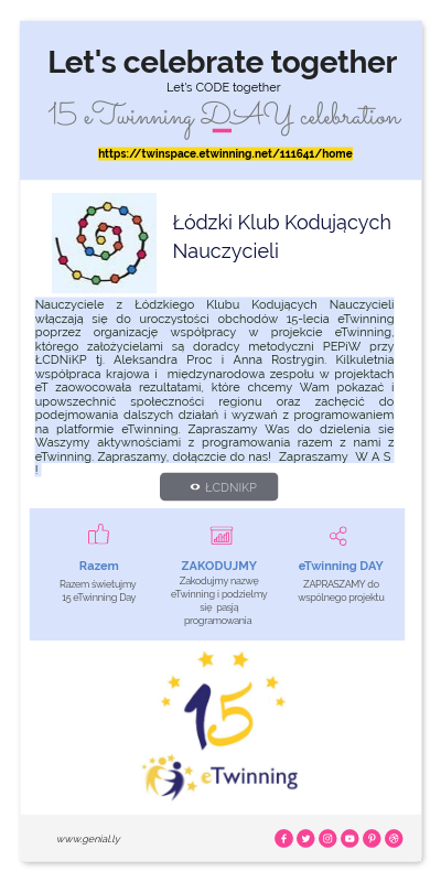 Zakodujmy 15 eTwinning DAY z LKKN | Genially