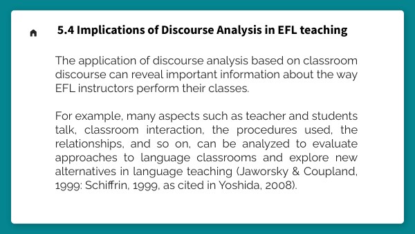 MAD: Week 14_ Implications of Discourse Analysis in EFL teaching