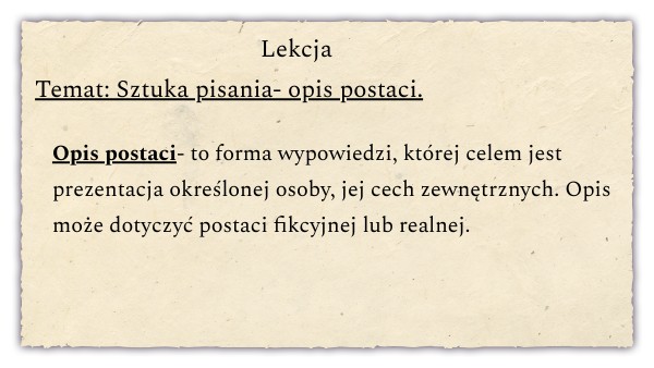 opis postaci | Genially