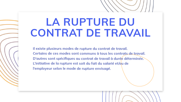 Rupture du contrat de travail | Genially