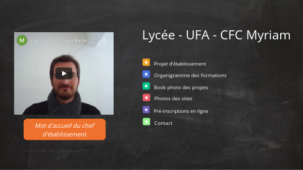 Visite virtuelle Lycée - UFA - CFC Myriam | Genially
