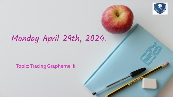 Monday Apr29 K3 Tracing Grapheme k