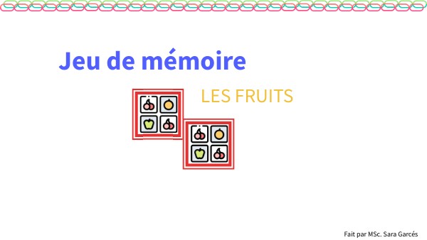 Jeu de mémoire- Les fruits | Genially
