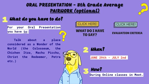 Oral Presentation 8th grade Average | Genially