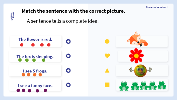 Sentences and pictures.
