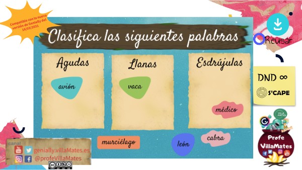 Reutilizable DND Clasif Palabras | Genially