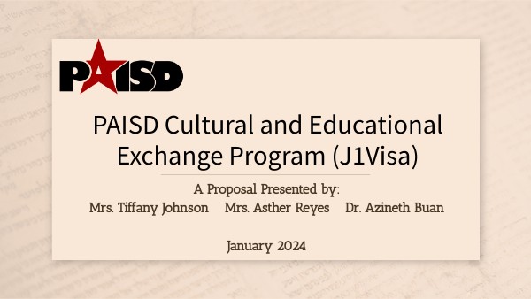 PAISD Cultural and Educational Exchange Program (J1Visa) | Genially