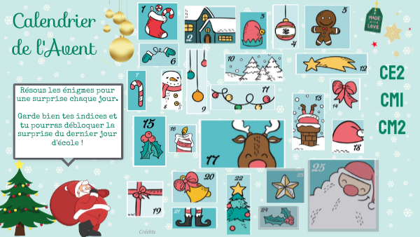 Calendrier-Avent CE2 CM1 | Genially