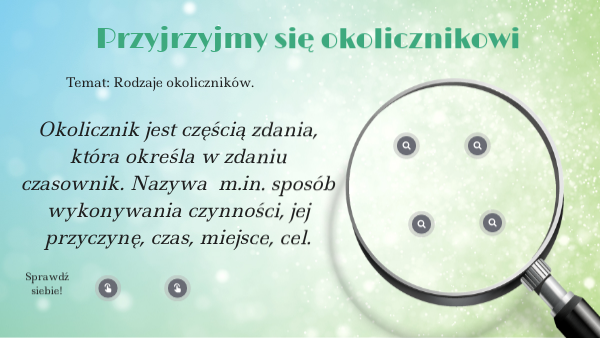 Rodzaje okoliczników. | Genially