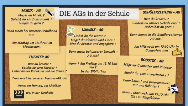 Die AGs in der Schule | Genially