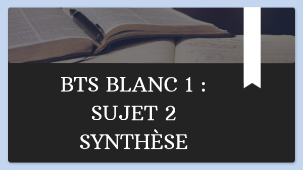 Sujet 2 BTS blanc 1 Synthèse | Genially