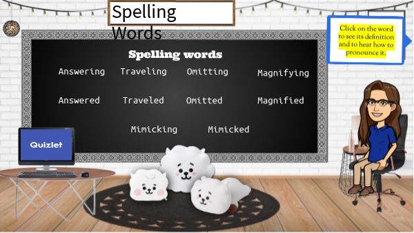 6th grade Spelling words: Adding -ed -ing | Genially