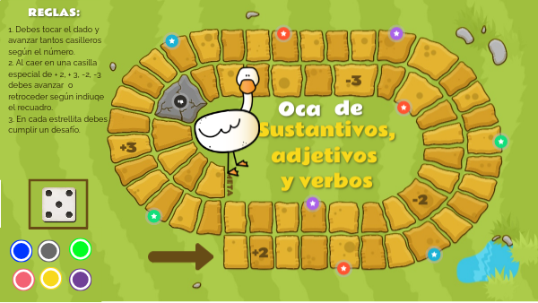 La oca de los sustantivos, adjetivos y verbos | Genially