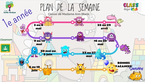 Plan de semaine des monstres | Genially