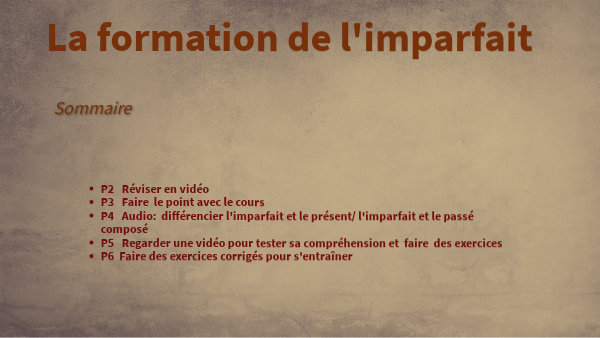 La formation de l'imparfait