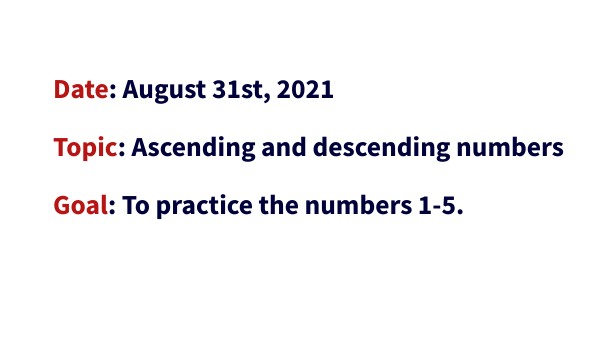 PRACTICE ASCENDING AND DESCENDING NUMBERS