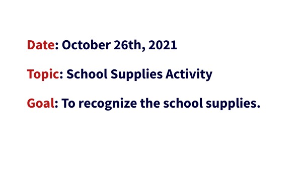 SCHOOL SUPPLIES ACTIVITY | Genially