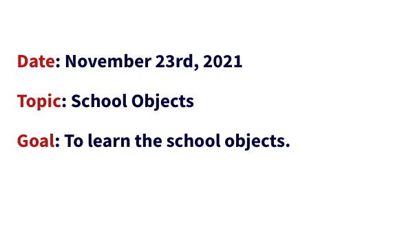SCHOOL OBJECTS EXERCISE | Genially