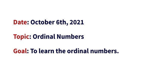 ORDINAL NUMBERS | Genially