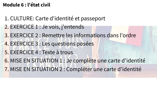FLE 6 : l'état civil | Genially