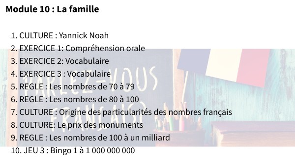 FLE 10 : la famille | Genially