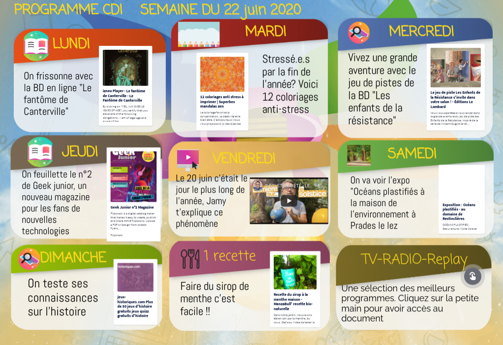 Programme CDI Collège Simone Veil | Genially