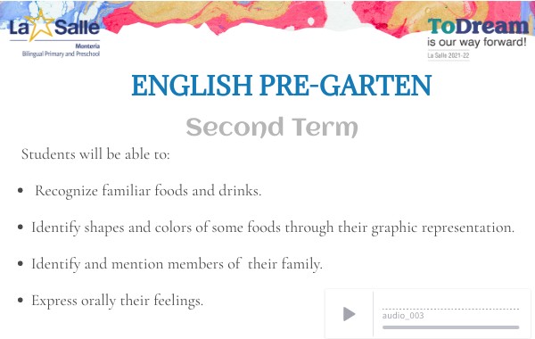 1. ENGLISH PRE-GARTEN - SECOND TERM