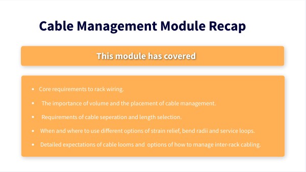 Cable Management Module Recap