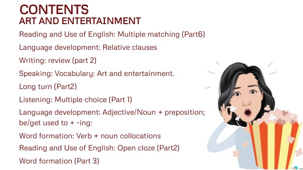 FCE topics: 6 ART AND ENTERTAINMENT | Genially