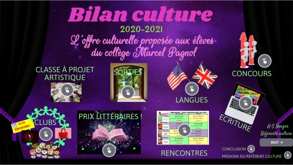 Bilan Culture 2020-2021 Collège Pagnol | Genially