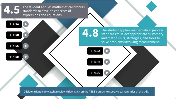 Math TEKS 4.5 & 4.8 Review