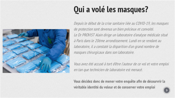 Qui a volé les masques | Genially