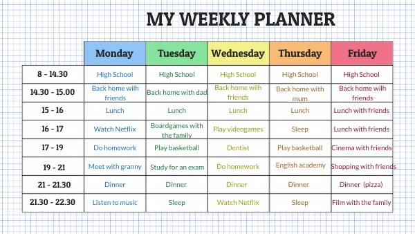 Weekly planner